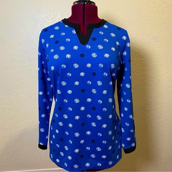 Kim Rogers | Tops | Kim Rodgers Royal Blue Long Sleeve Blouse With ...
